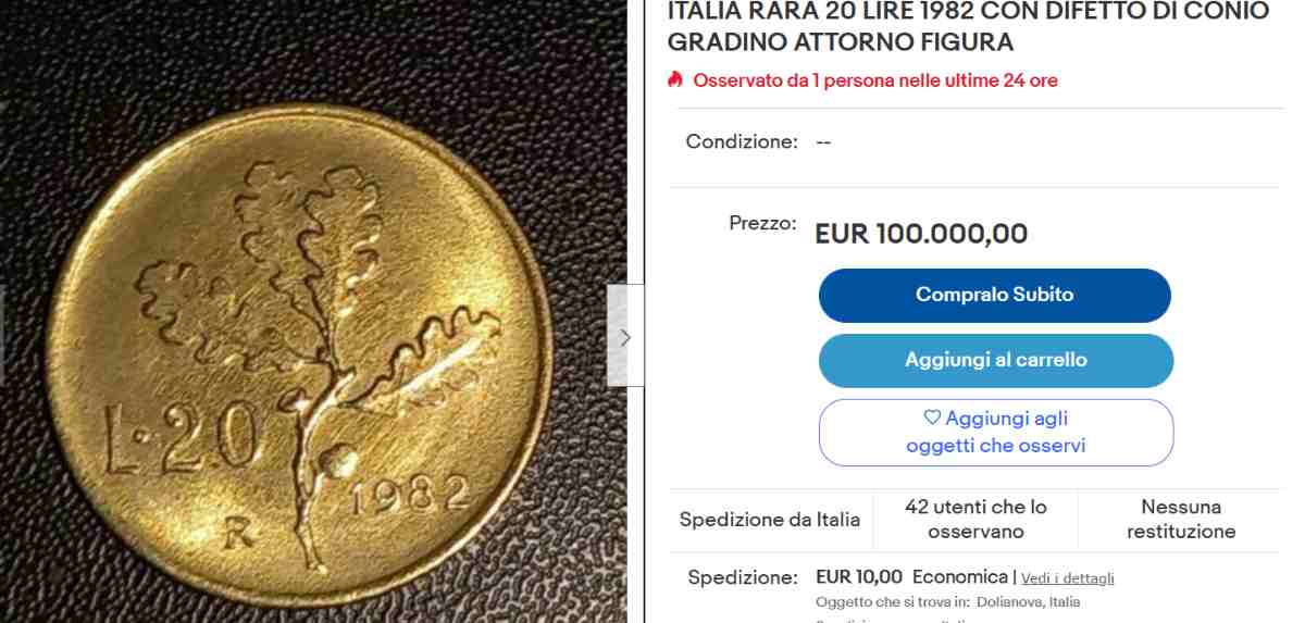 Monete Occhio Alla 20 Lire Del 1982 Un Errore Che Vale 100mila Euro